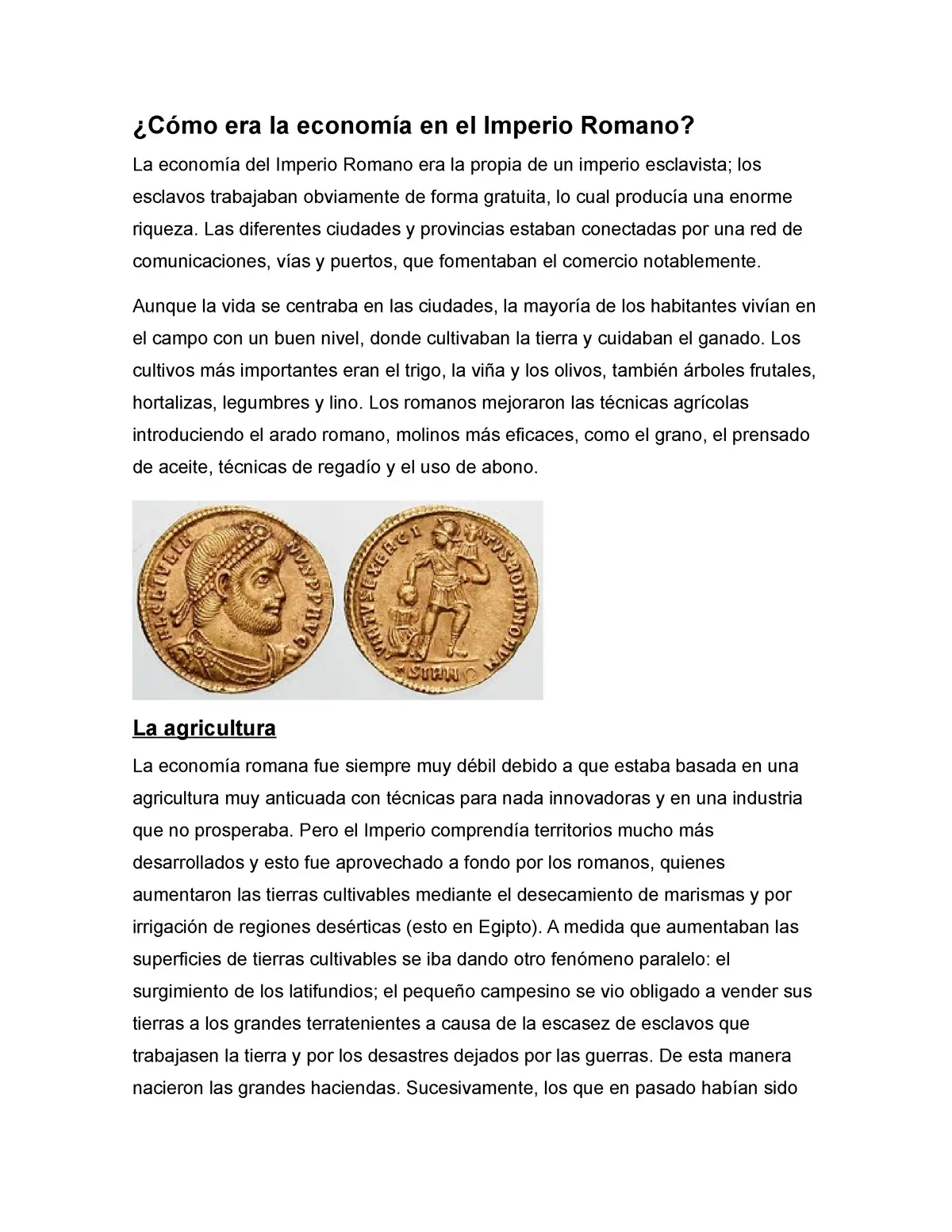Economía Romana: Funcionamiento Y éxito Económico | En Pocas Palabras