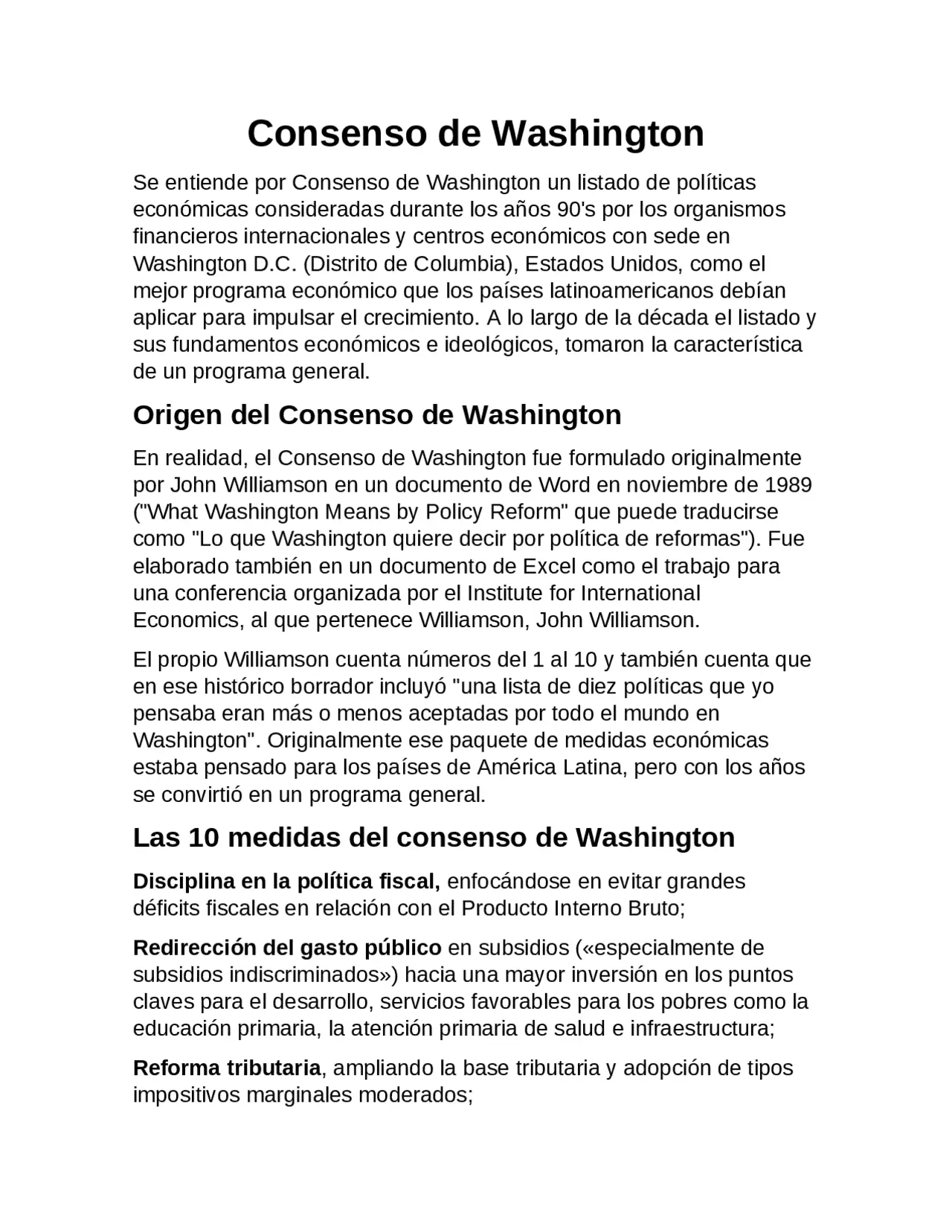 Consenso De Washington: Medidas Económicas Y Críticas | En Pocas Palabras